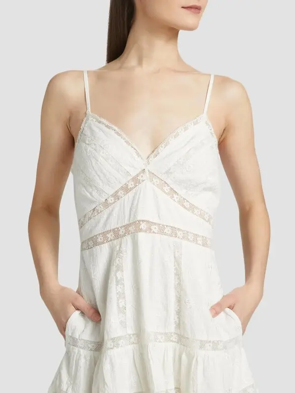 LoveShackFancy Solbina Embroidered Cotton A-line Minidress