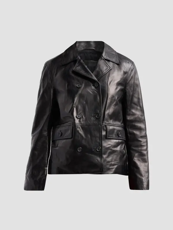 NILI LOTAN Dorian Leather Double-breasted Jacket
