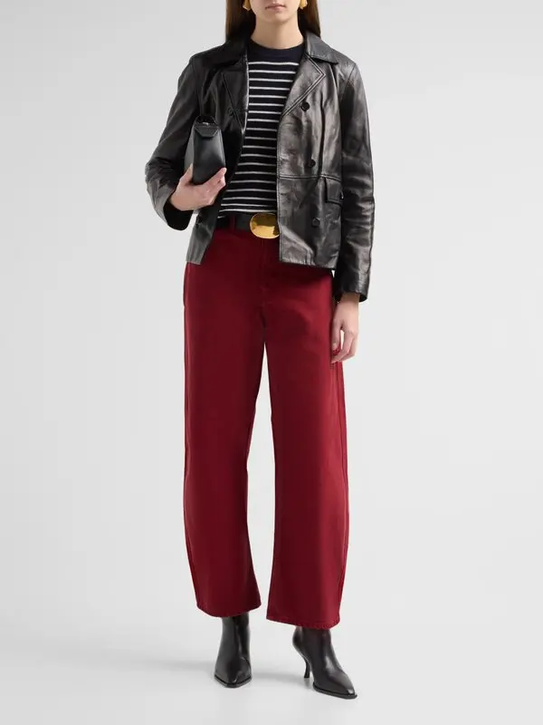 NILI LOTAN Dorian Leather Double-breasted Jacket