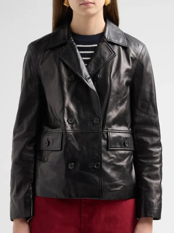 NILI LOTAN Dorian Leather Double-breasted Jacket