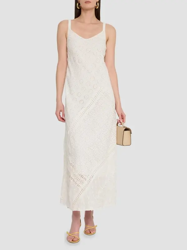 Johnny Was Gigi Eyelet-embroidered Cotton-blend Maxi Dress