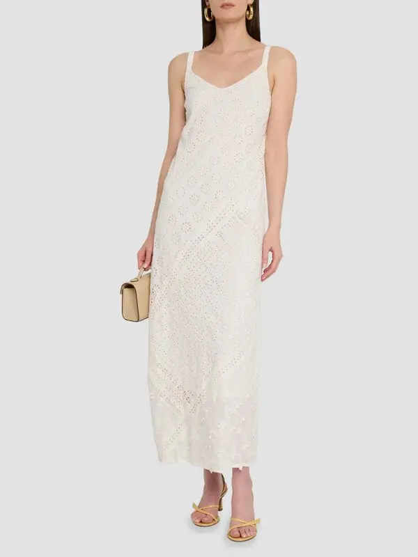 Johnny Was Gigi Eyelet-embroidered Cotton-blend Maxi Dress