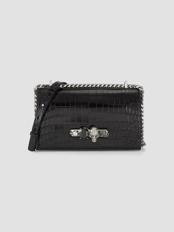 Alexander McQueen Jewelled Satchel In Leather - Black