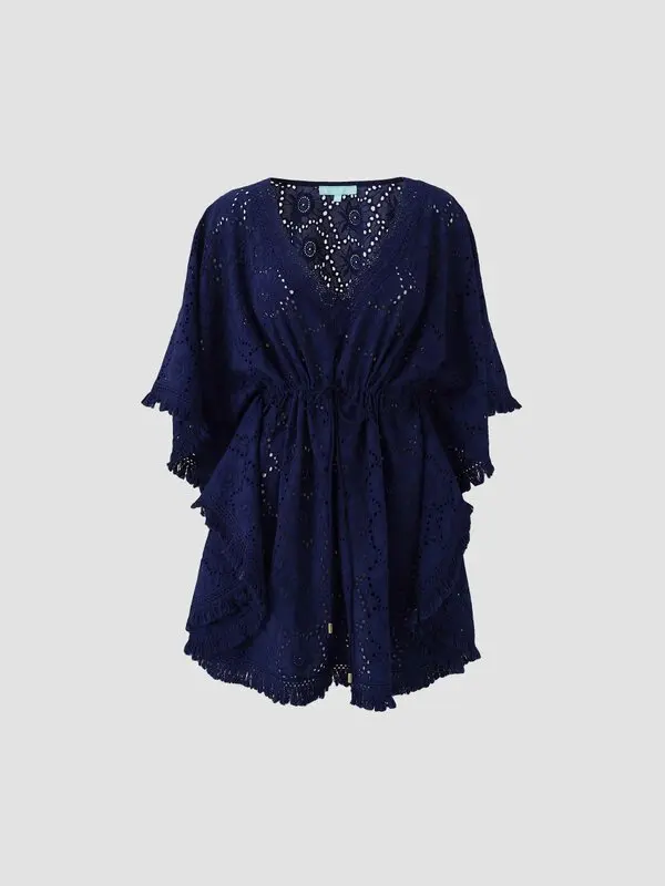 Melissa Odabash Ivy Core Broderie Anglaise Drawstring Short Caftan
