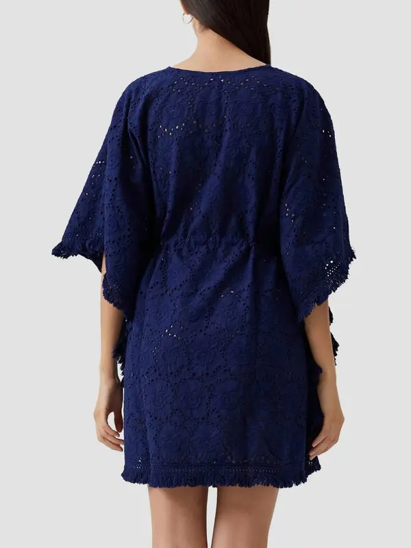 Melissa Odabash Ivy Core Broderie Anglaise Drawstring Short Caftan