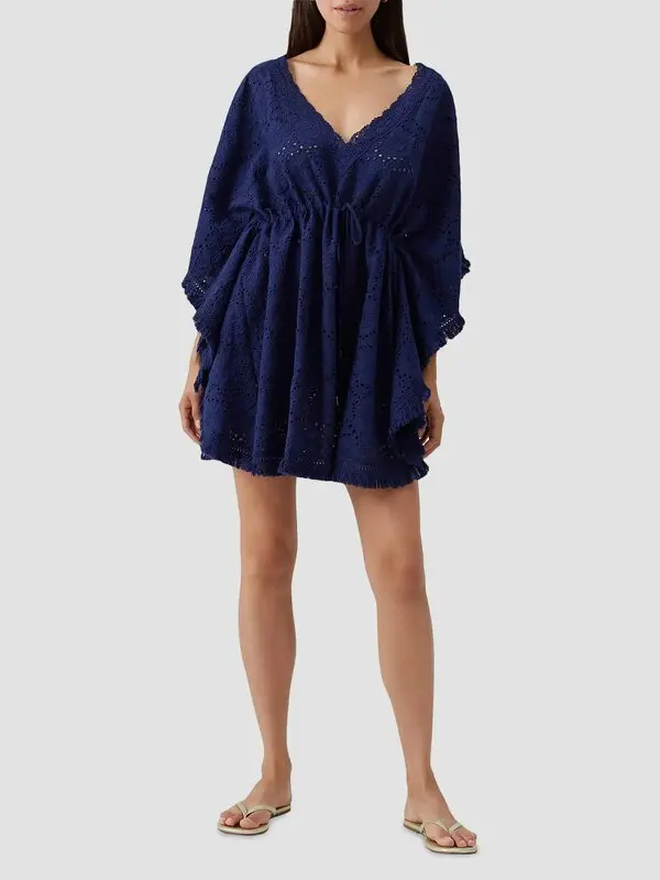 Melissa Odabash Ivy Core Broderie Anglaise Drawstring Short Caftan