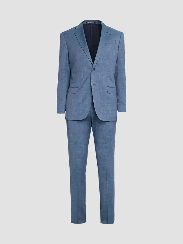 Emporio Armani Micro-textured Wool Single-breasted Suit - Blue