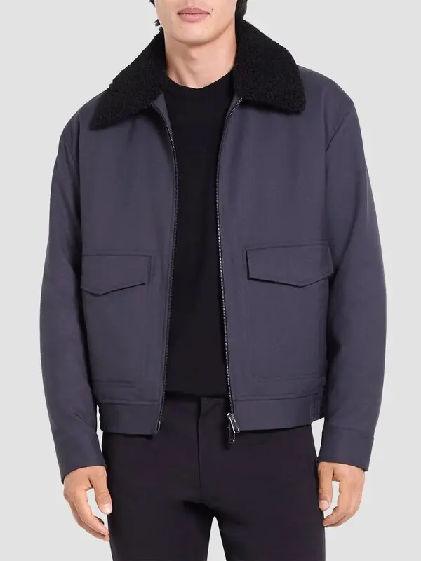 Theory Pressed Twill Aviator Jacket - Phantom Grey