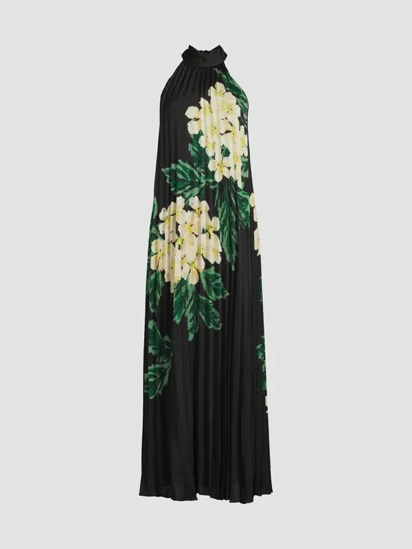 UNGARO Lester Floral Pleated Maxi Dress