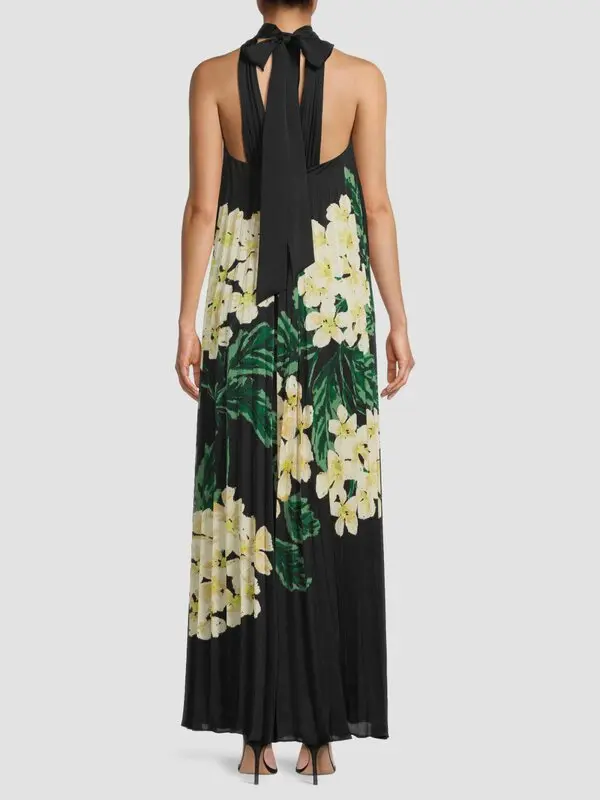UNGARO Lester Floral Pleated Maxi Dress