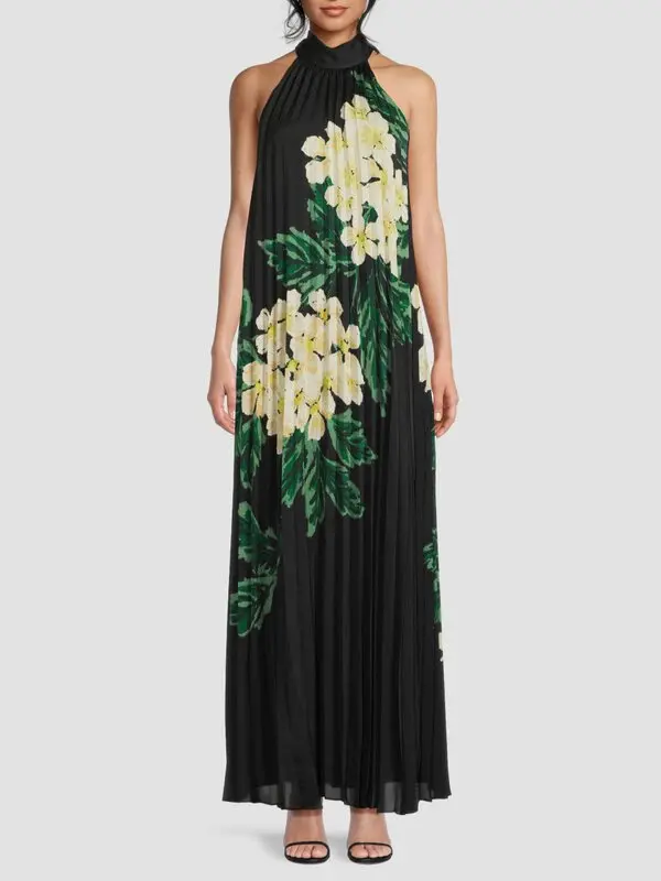 UNGARO Lester Floral Pleated Maxi Dress