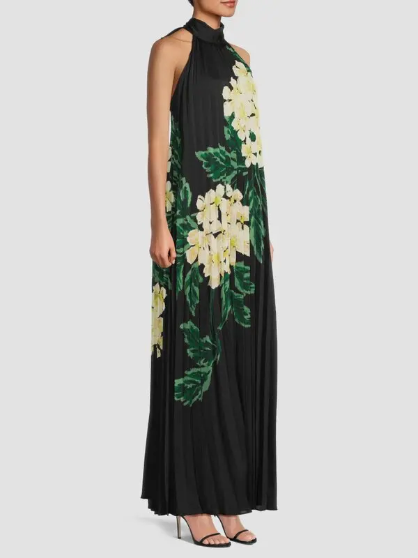 UNGARO Lester Floral Pleated Maxi Dress