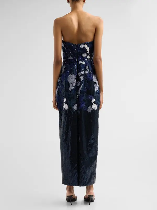 MILLY Orion Embellished Strapless Column Gown