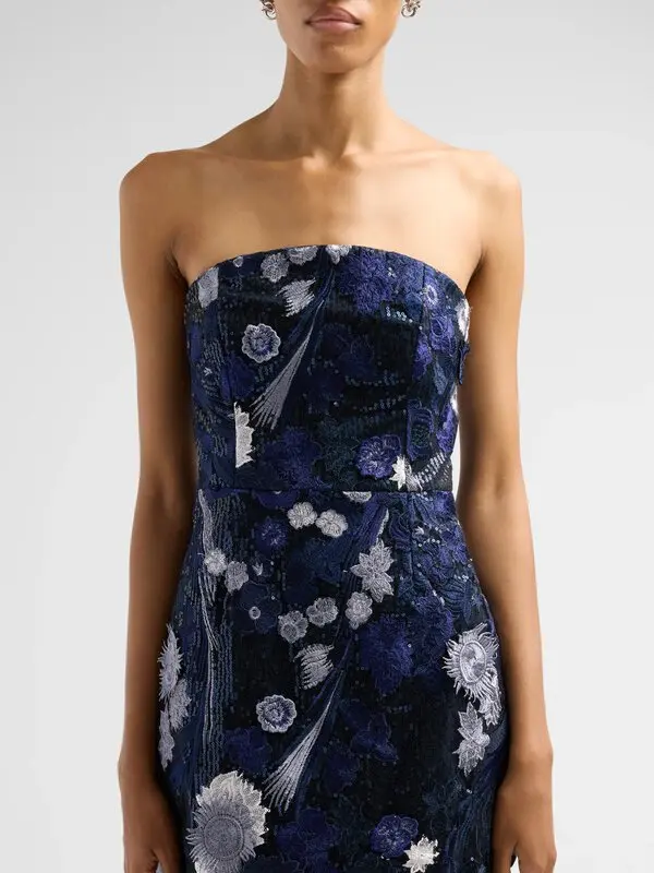MILLY Orion Embellished Strapless Column Gown