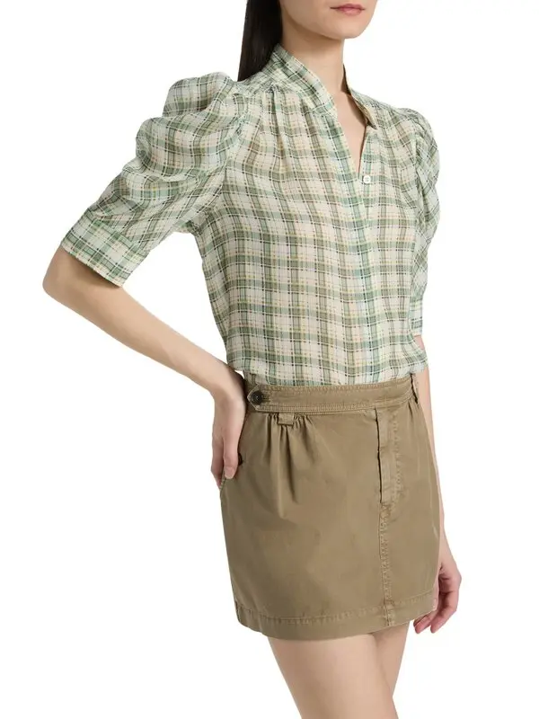 FRAME The Gillian Plaid Silk Top