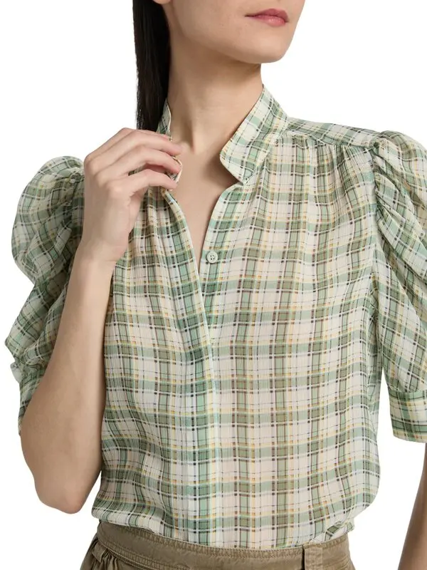 FRAME The Gillian Plaid Silk Top