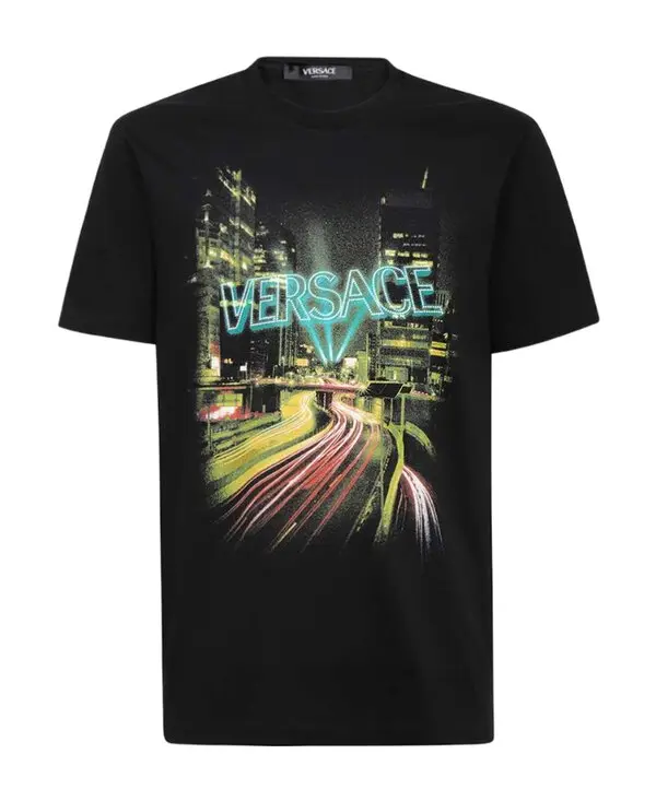 Versace Logo-printed Crewneck T-shirt - Black