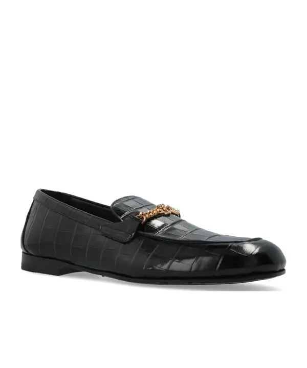 Versace Embossed Chain Detailed Loafers