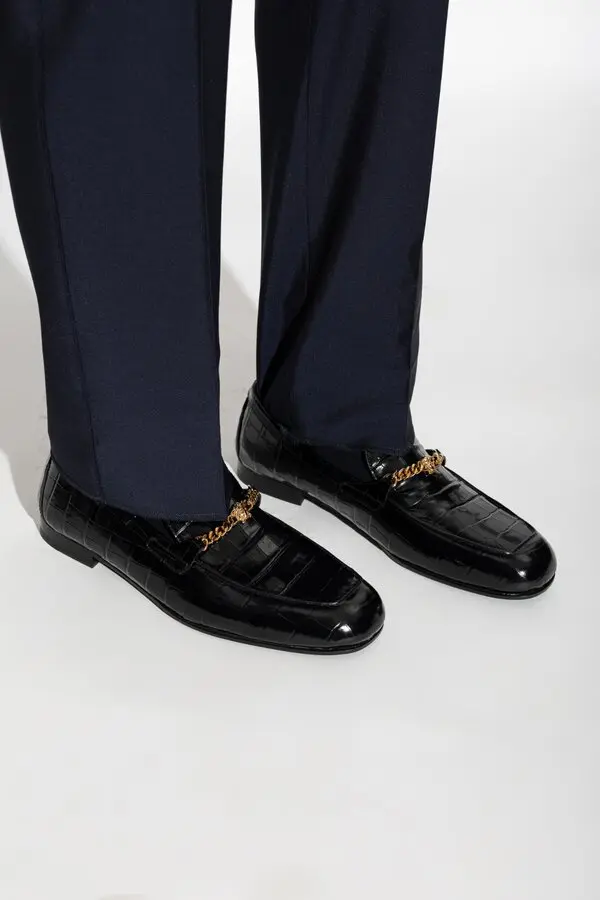 Versace Embossed Chain Detailed Loafers
