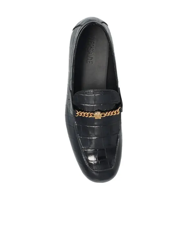 Versace Embossed Chain Detailed Loafers
