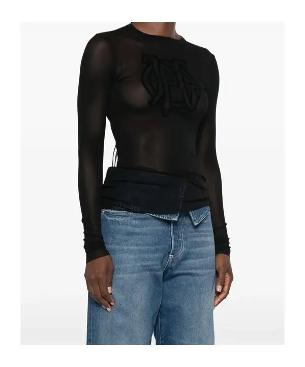 JEAN PAUL GAULTIER Sheer Logo Long-sleeve Top