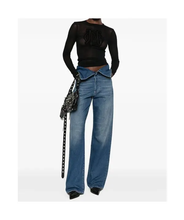 JEAN PAUL GAULTIER Sheer Logo Long-sleeve Top