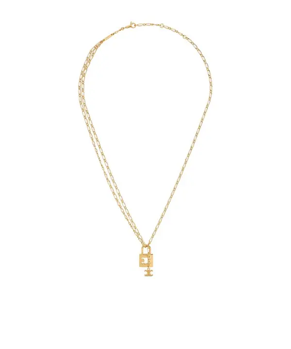 Celine Triomphe Lock Necklace In Brass With Gold Finish - Golden
