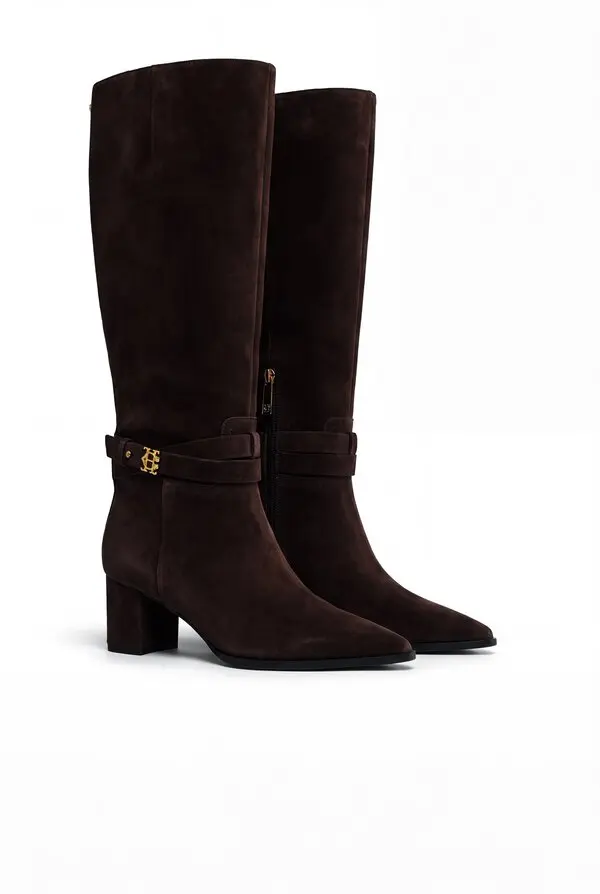 Holland Cooper Marlborough Mid Heel Knee Boot Suede