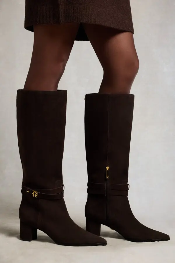 Holland Cooper Marlborough Mid Heel Knee Boot Suede
