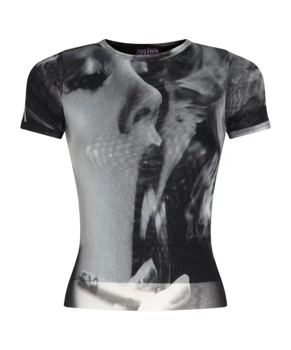 JEAN PAUL GAULTIER The Smoking Print Crewneck Top - Black