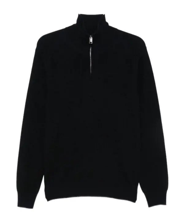 Brioni Half-zip Mockneck Jumper - Navy Blue