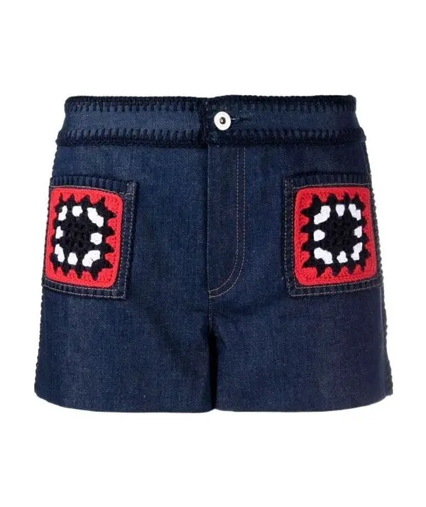 Miu Miu Patterned Denim Shorts