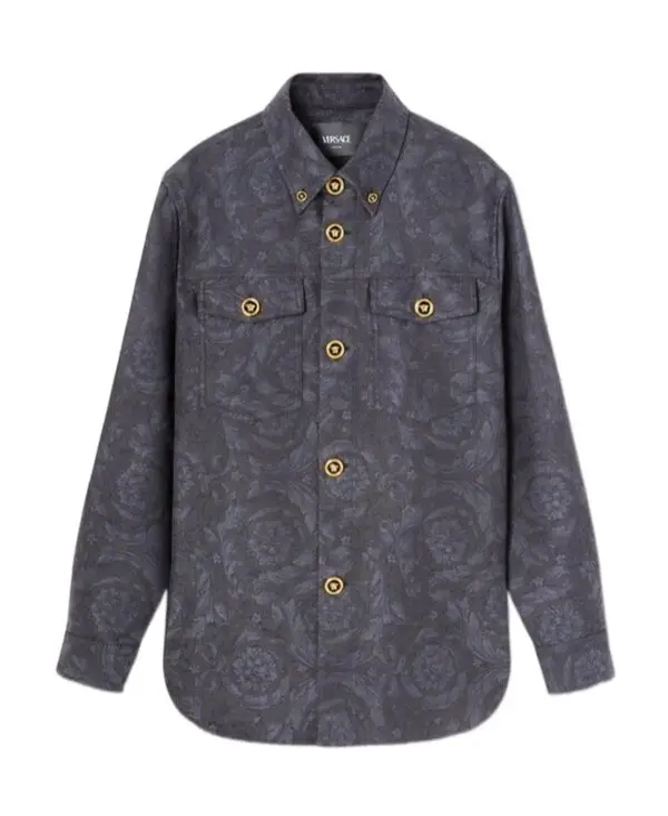 Versace Barocco Jacquard Buttoned Shirt Jacket