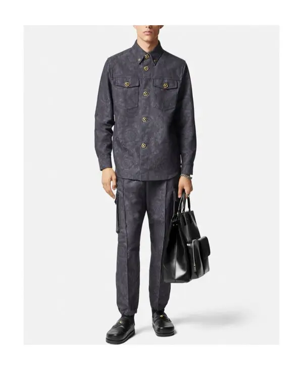 Versace Barocco Jacquard Buttoned Shirt Jacket