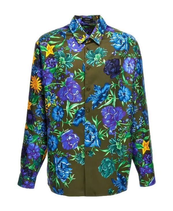 Versace Floral Printed Button-up Shirt - Green