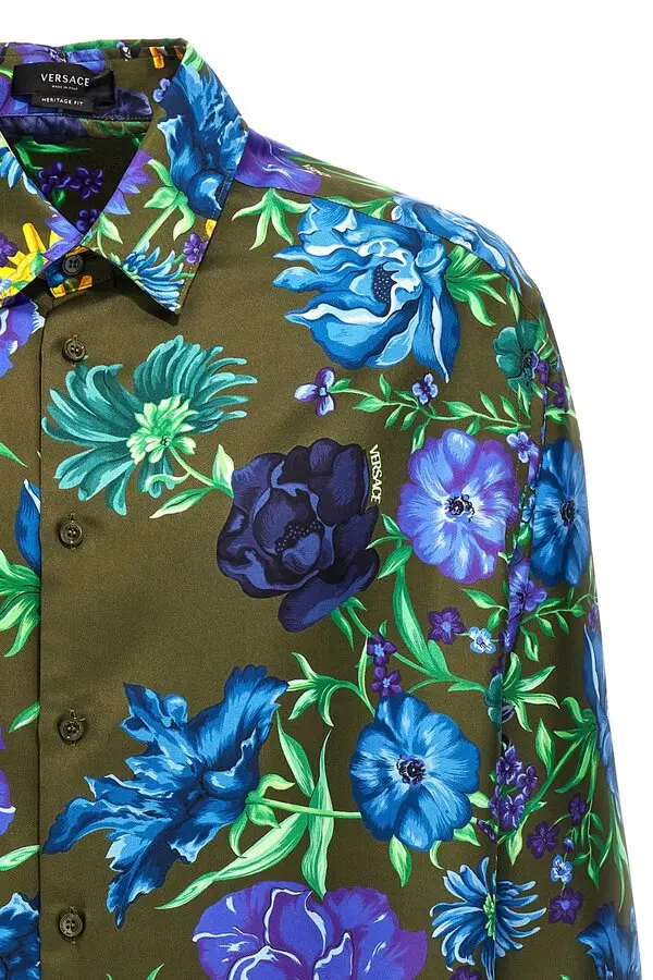 Versace Floral Printed Button-up Shirt