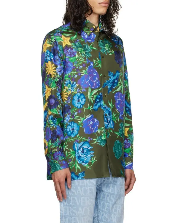 Versace Floral Printed Button-up Shirt