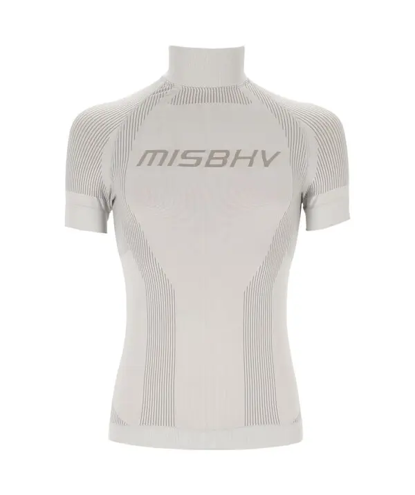 MISBHV Sport Mock Neck Ribbed Top - Light Gray
