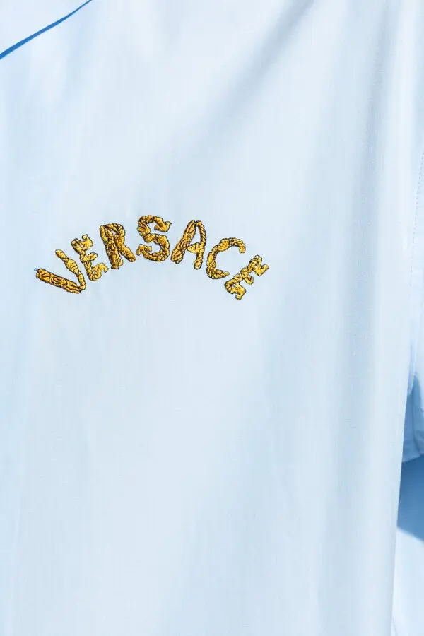 Versace Short-sleeved Logo Embroidered Shirt
