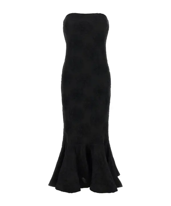 ROTATE BY BIRGER CHRISTENSEN Flower Mesh Flounce Mermaid Dress - Black