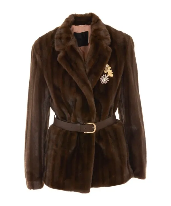 Liu Jo Jacket In Faux Fur - Brown