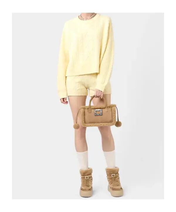 ROGER VIVIER Viv Skate Shearling Tote Bag