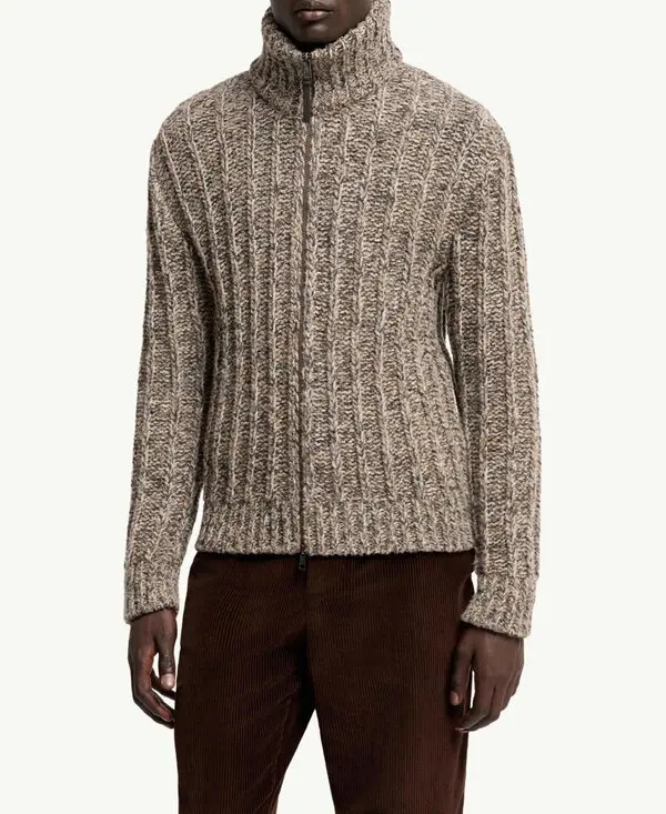 Moncler Wool Blend Bouclé Zip-up Cardigan