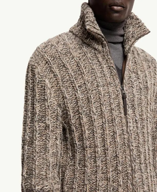 Moncler Wool Blend Bouclé Zip-up Cardigan