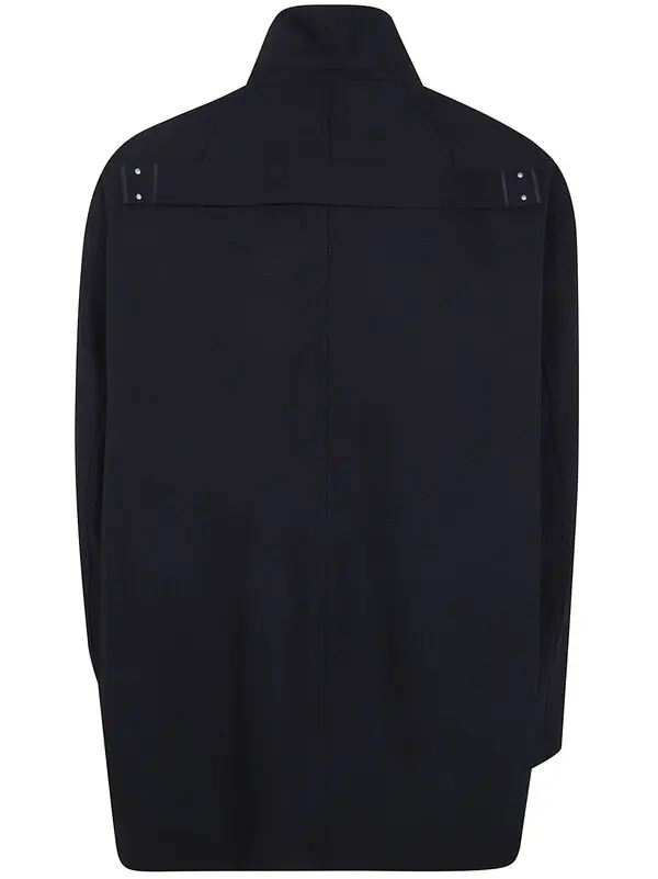 Rick Owens Fw26 Tower Runway Collared Mac In Wool Whipcord And Waxy Lamb Leather