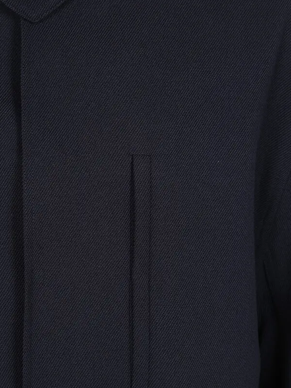 Rick Owens Fw26 Tower Runway Collared Mac In Wool Whipcord And Waxy Lamb Leather
