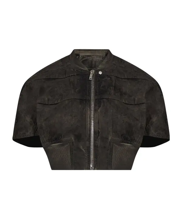 Rick Owens Tatlin Cropped Short-sleeve Jacket - Taupe