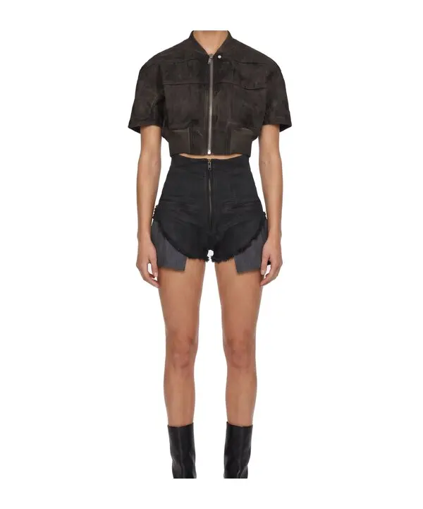 Rick Owens Tatlin Cropped Short-sleeve Jacket