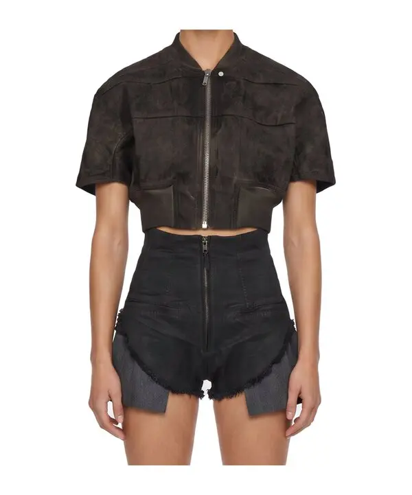 Rick Owens Tatlin Cropped Short-sleeve Jacket