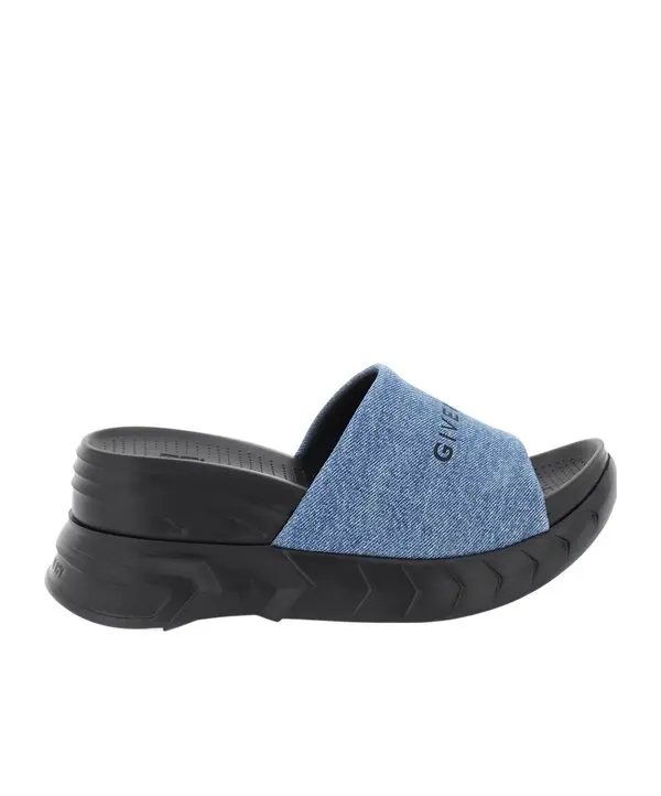 Givenchy Logo Printed Slip-on Sandals - Medium Blue